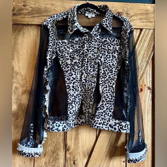 Adore | Jackets & Coats | Adore Velvet Burnout Jacket With Sheer Panels ...